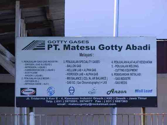 PT. Matesu Gotty Abadi contact information. Gas Industri, in GRESIK